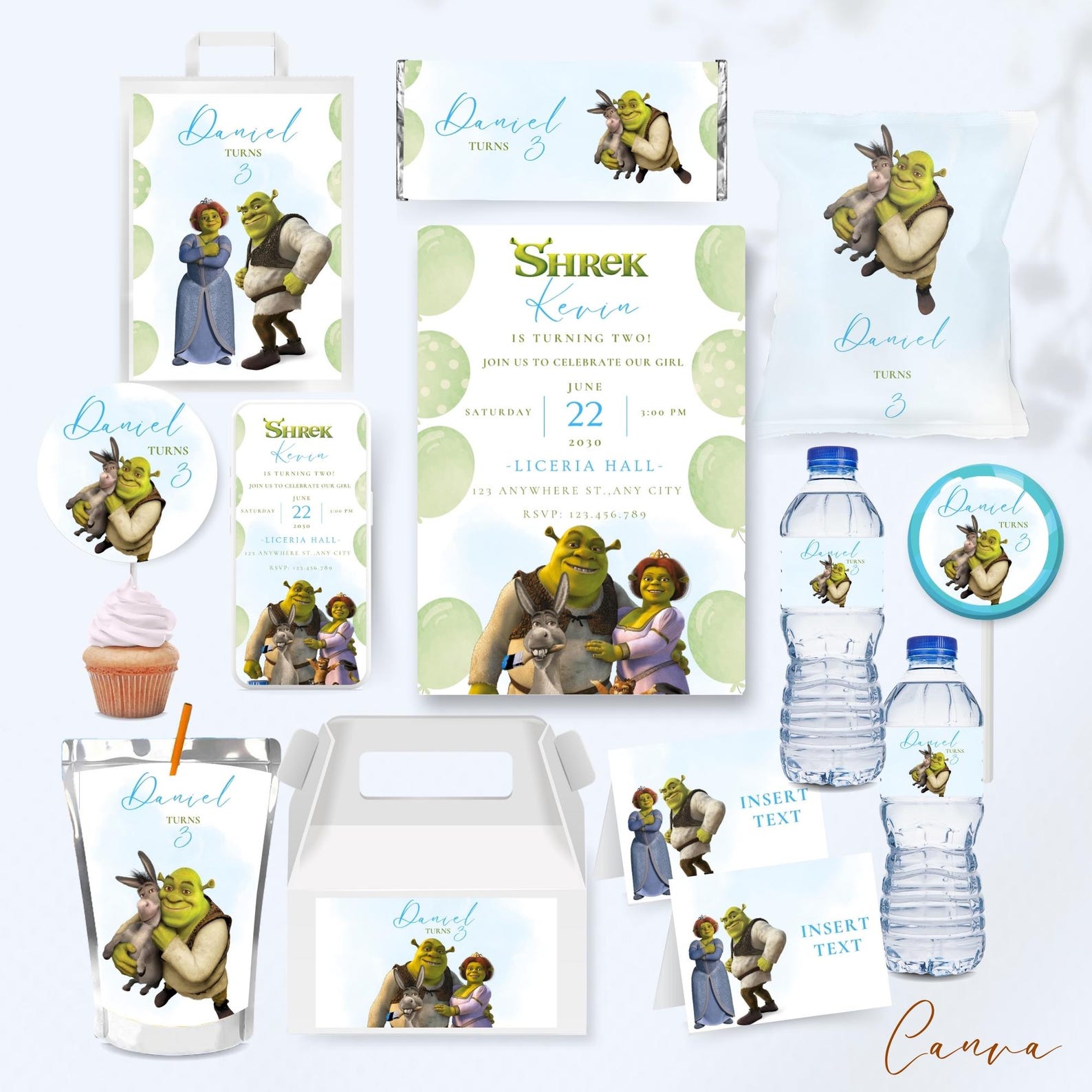Shrek Party Package, Shrek Birthday Party Package, Shrek Invitation ...