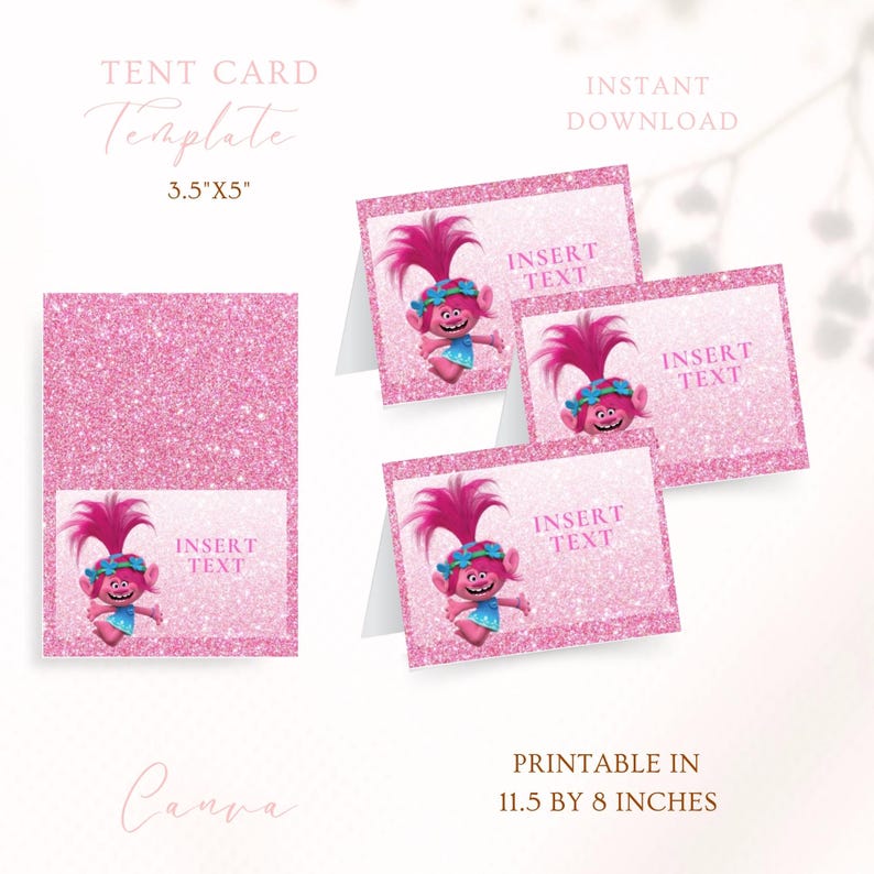 Trolls Party Favors Template, Trolls Birthday Invitation, Editable ...