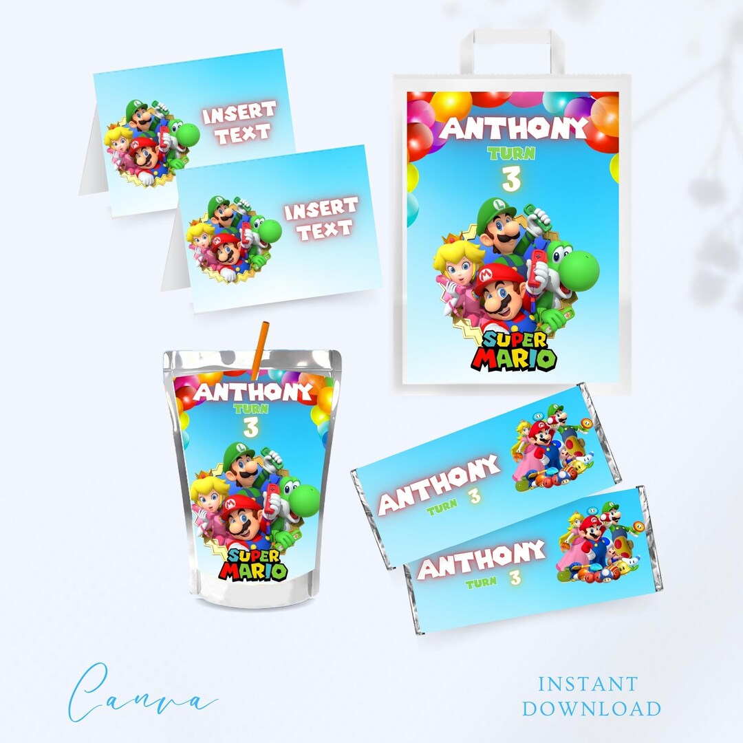 Super Mario Food Label, Super Mario Chocolate Wrap, Super Mario Capri ...