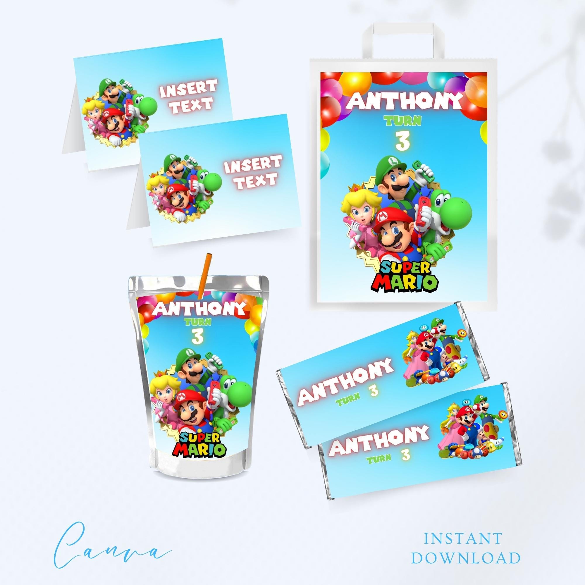 Super Mario Food Label, Super Mario Chocolate Wrap, Super Mario Capri ...