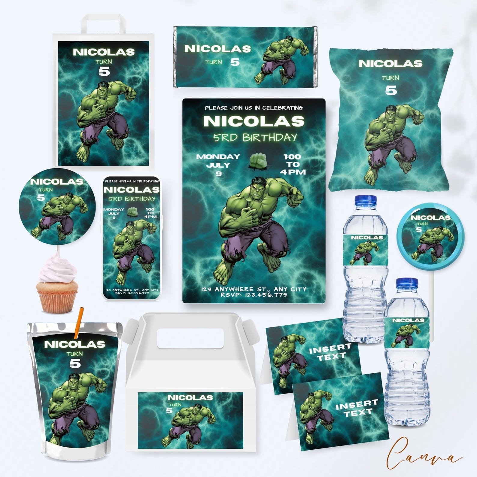 Hulk Party Package, Hulk Birthday Party Package, Hulk Invitation, Hulk ...