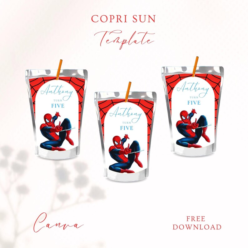 Spiderman Food Label, Spiderman Chocolate Wrap, Spiderman Capri Sun ...