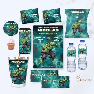 Hulk Party Package, Hulk Birthday Invitation, Hulk Birthday Printables ...