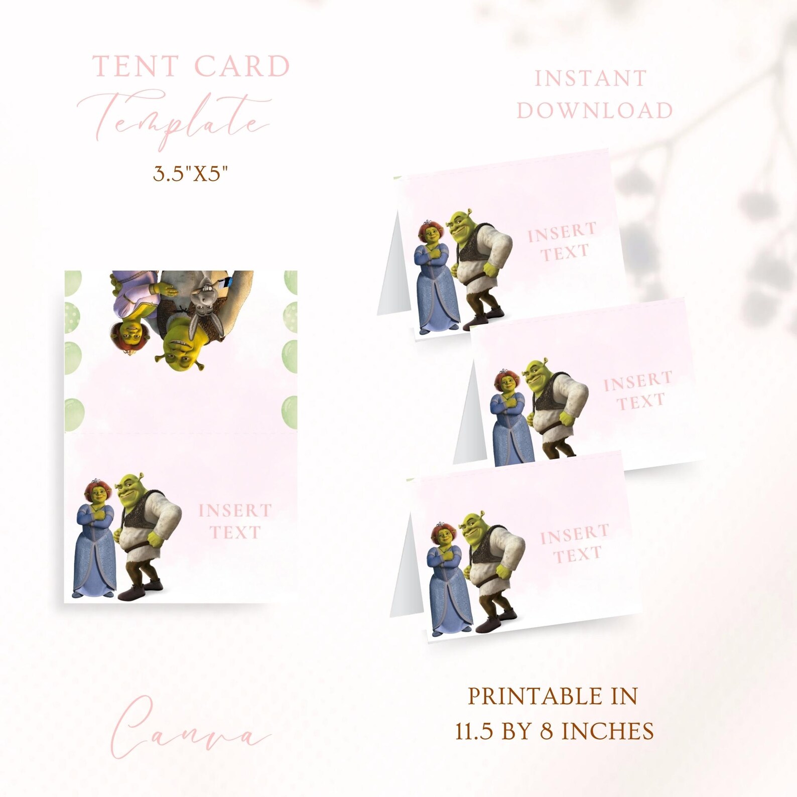 Shrek Party Favors Template, Shrek Birthday Invitation, Editable Shrek ...
