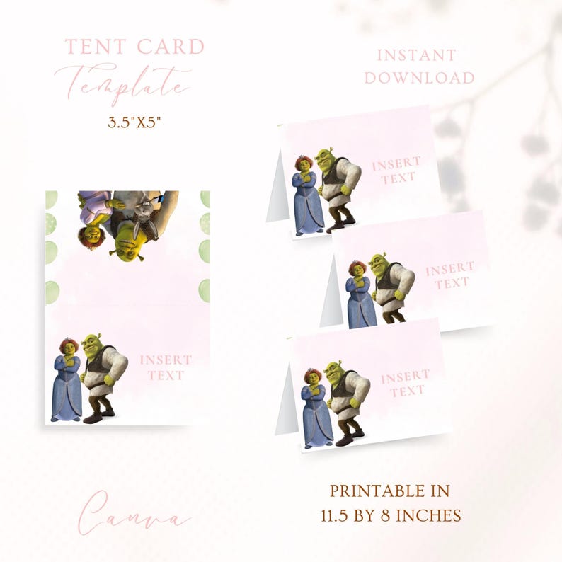 Shrek Party Favors Template, Shrek Birthday Invitation, Editable Shrek ...