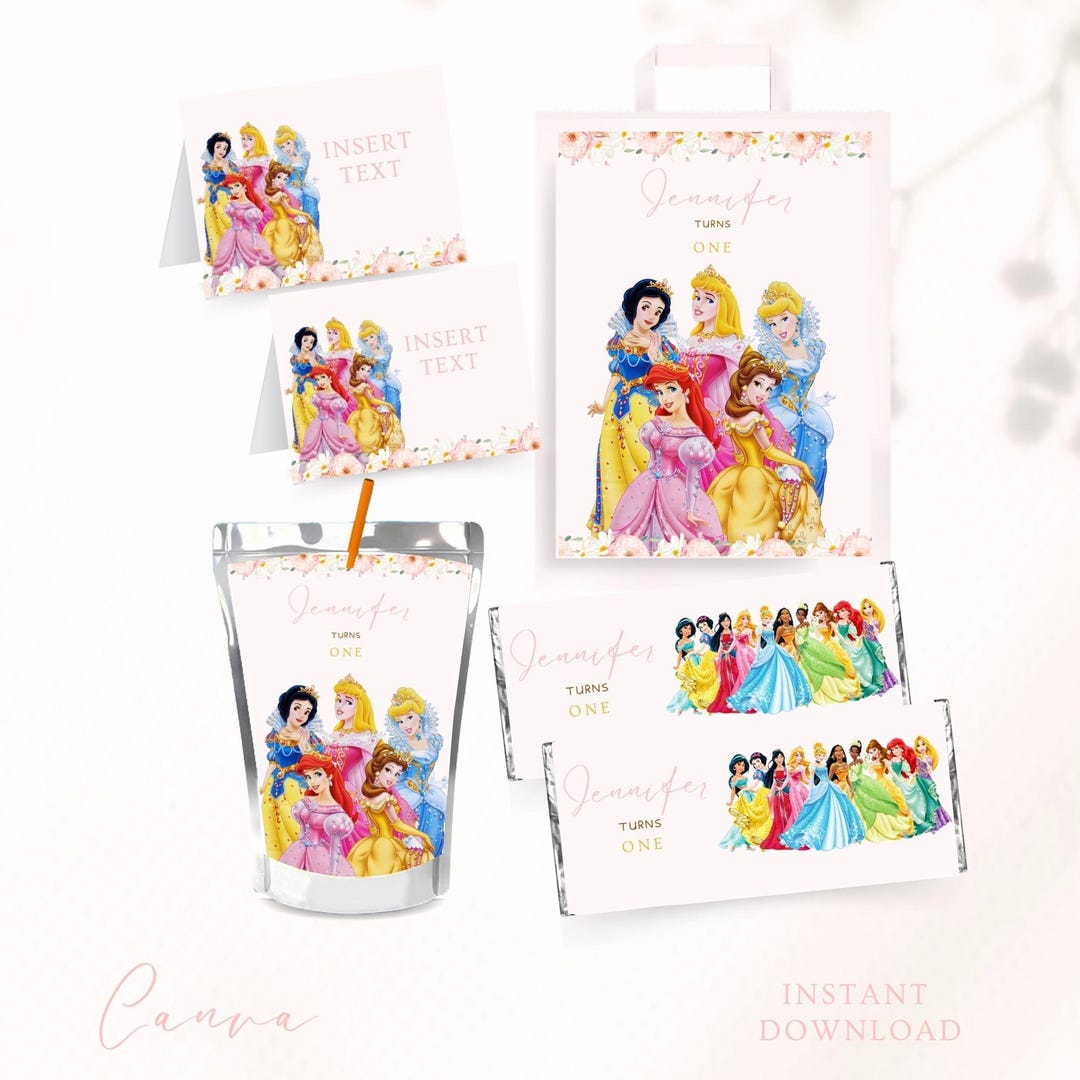 Princess Food Label, Princess Chocolate Wrap, Princess Capri Sun ...