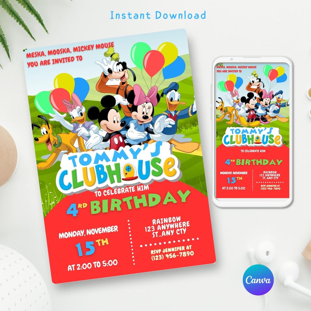 Clubhouse Birthday Invitation, Clubhouse Digital Invitation, Clubhouse ...