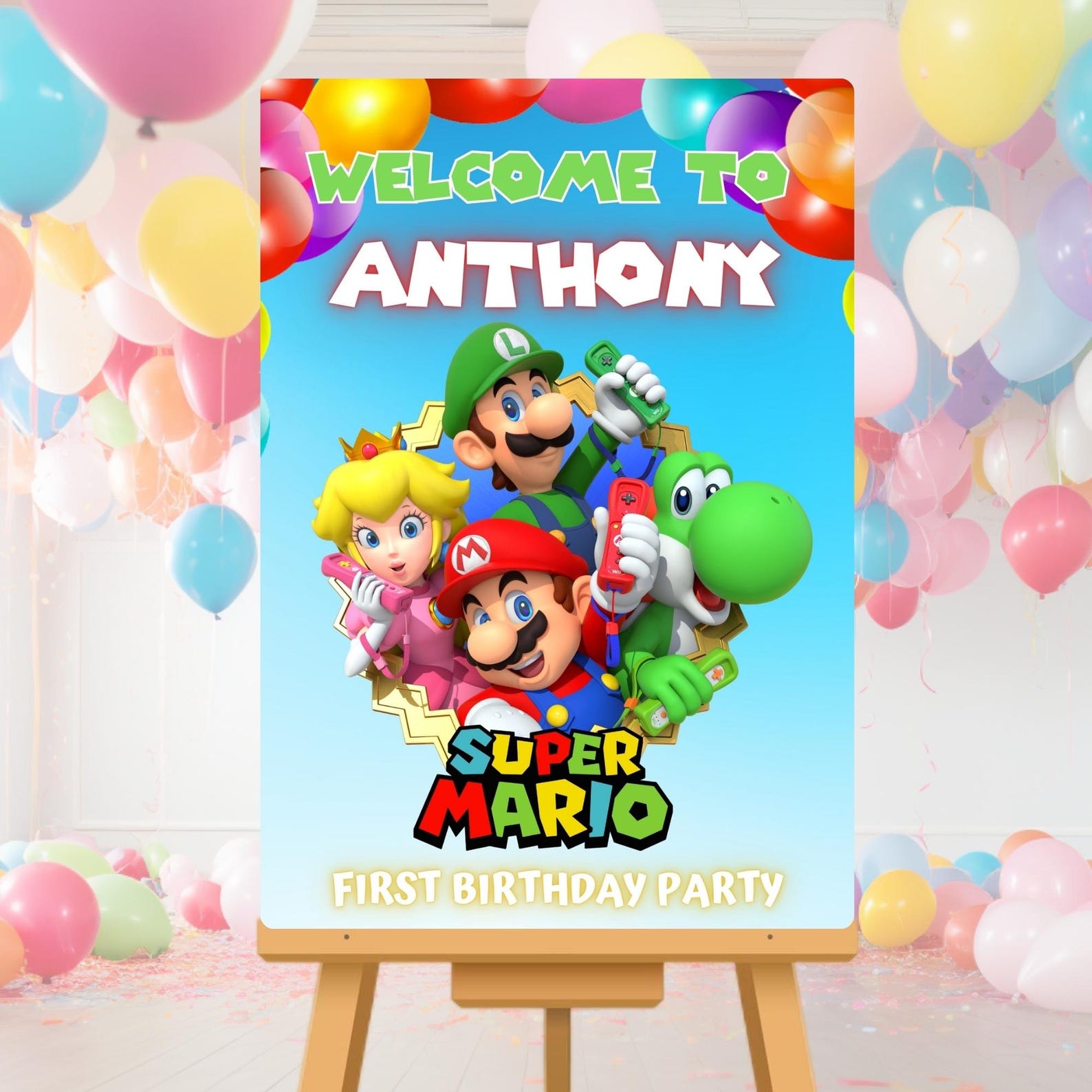 Super Mario Welcome Sign, Super Mario Birthday Party, Super Mario ...