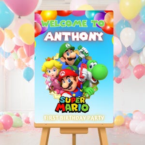 Super Mario Welcome Sign, Super Mario Birthday Party, Super Mario ...
