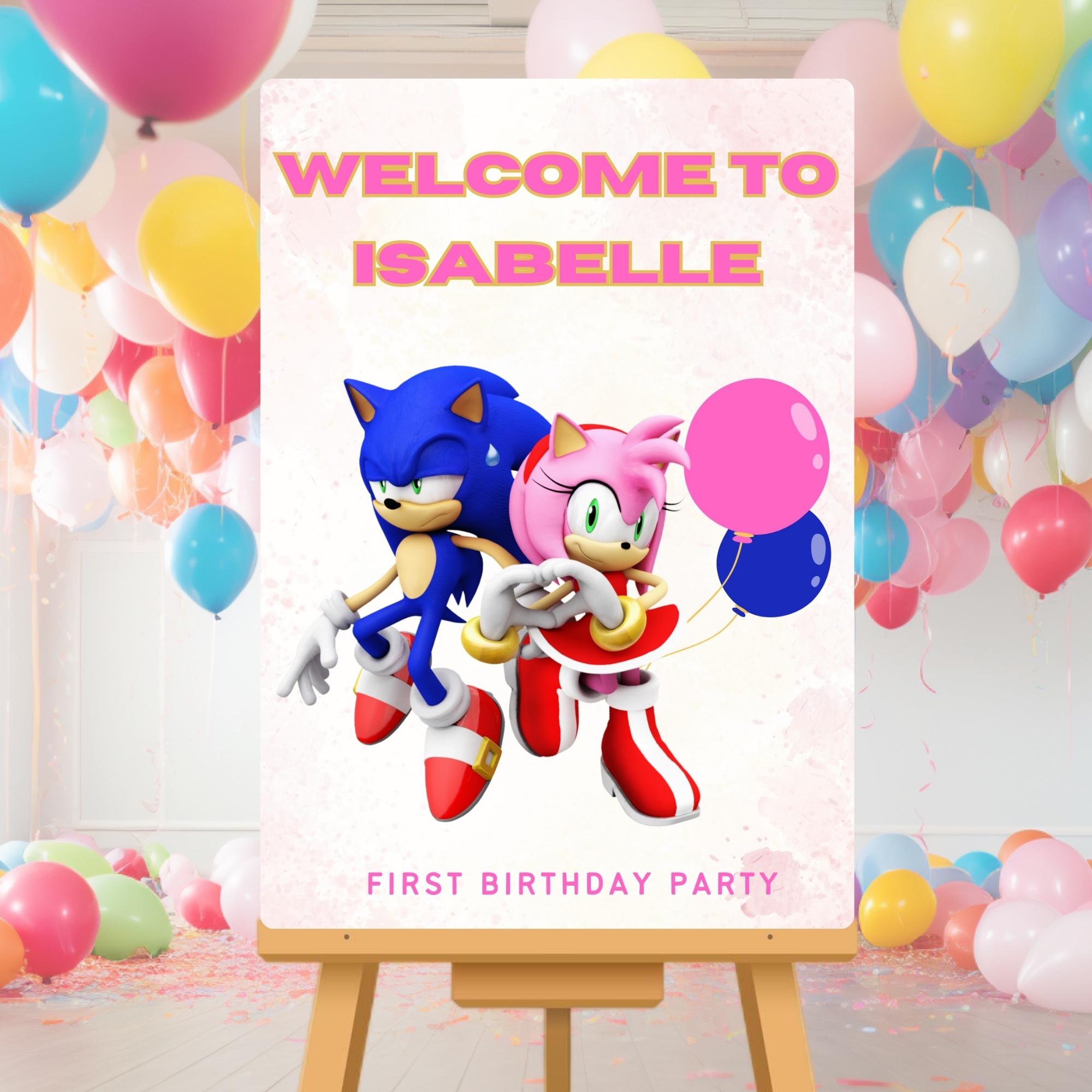 Sonic for Girl Welcome Sign, Girl Birthday Party, Sonic Welcome Board ...