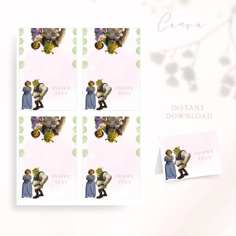 Shrek Party Favors Template, Shrek Birthday Invitation, Editable Shrek ...