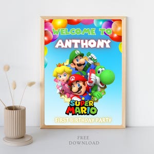 Super Mario Welcome Sign, Super Mario Birthday Party, Super Mario ...