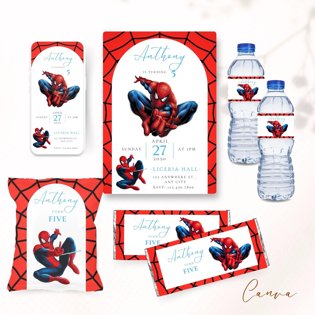 Spiderman Party Favors Template, Avengers Birthday Invitation ...