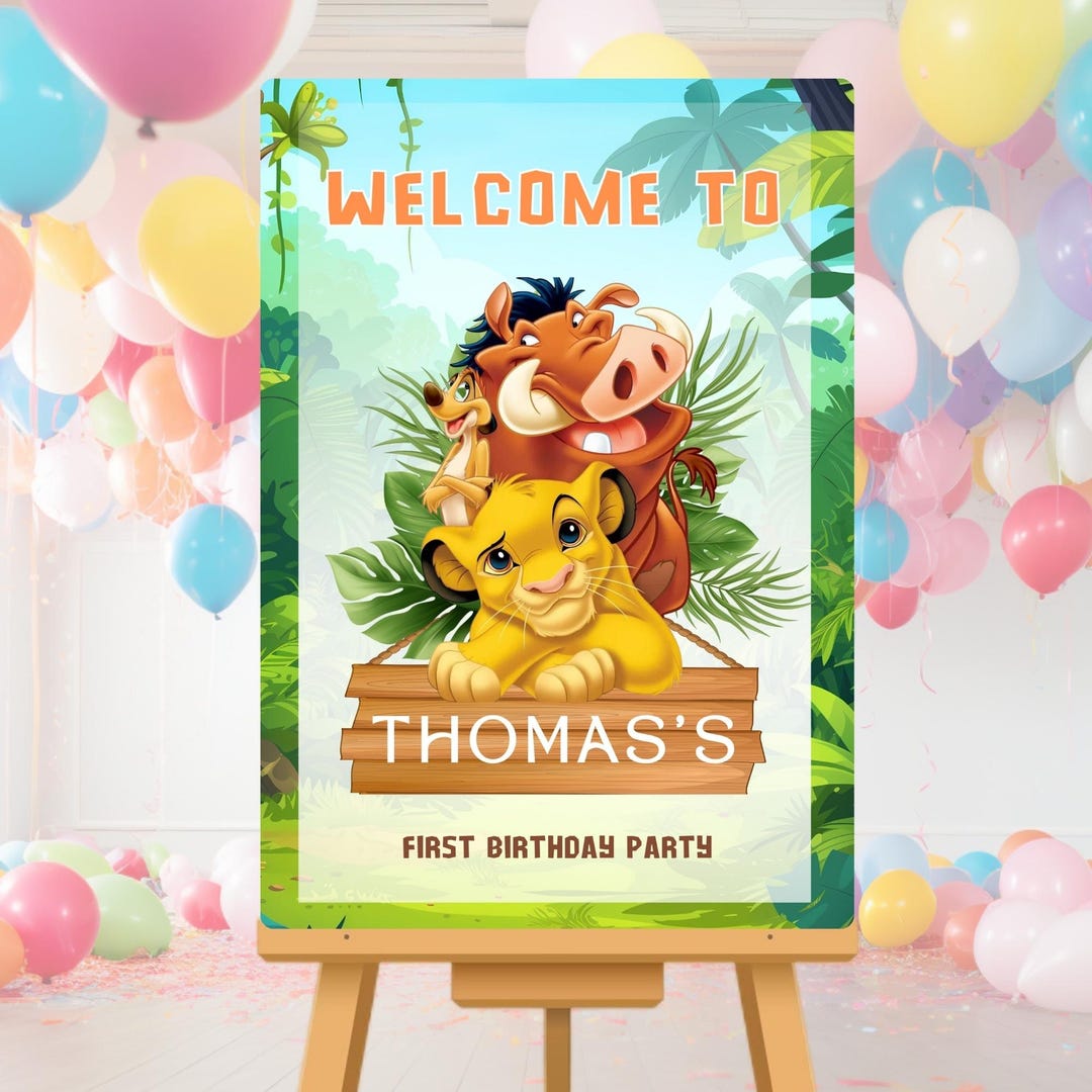 Lion King Welcome Sign, Lion King Birthday Party, Lion King Welcome ...