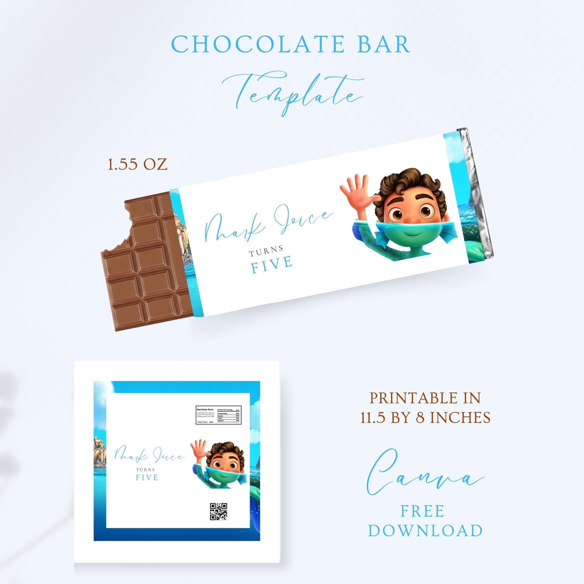 Luca Party Favors Template, Luca Birthday Invitation, Editable Luca ...