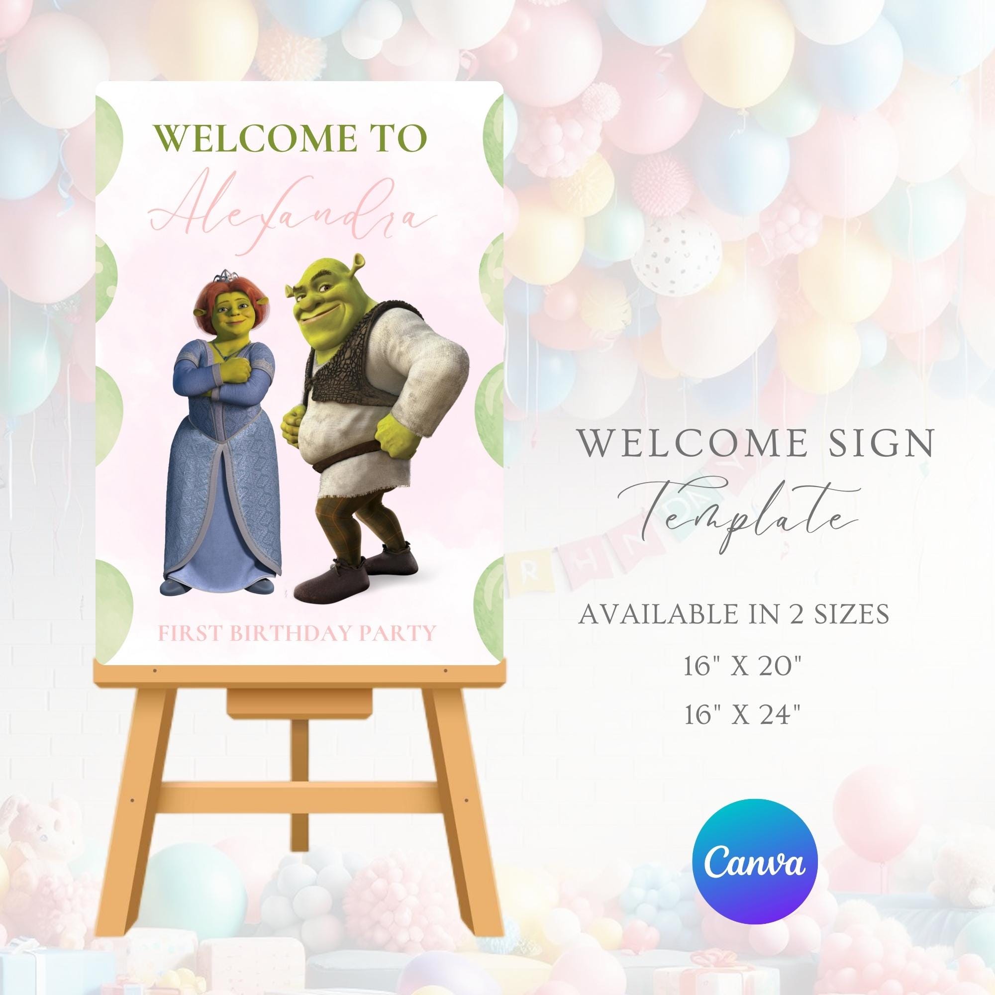 Shrek Welcome Sign, Shrek for Girl Birthday Party, Shrek Welcome Board ...