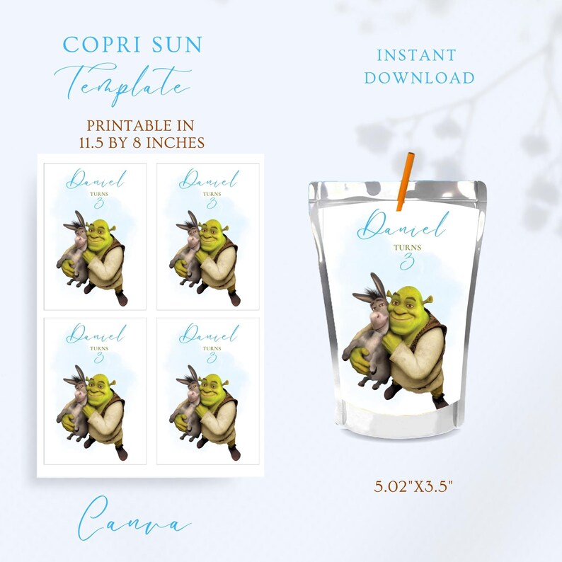 Shrek Party Package, Shrek Birthday Party Package, Shrek Invitation ...