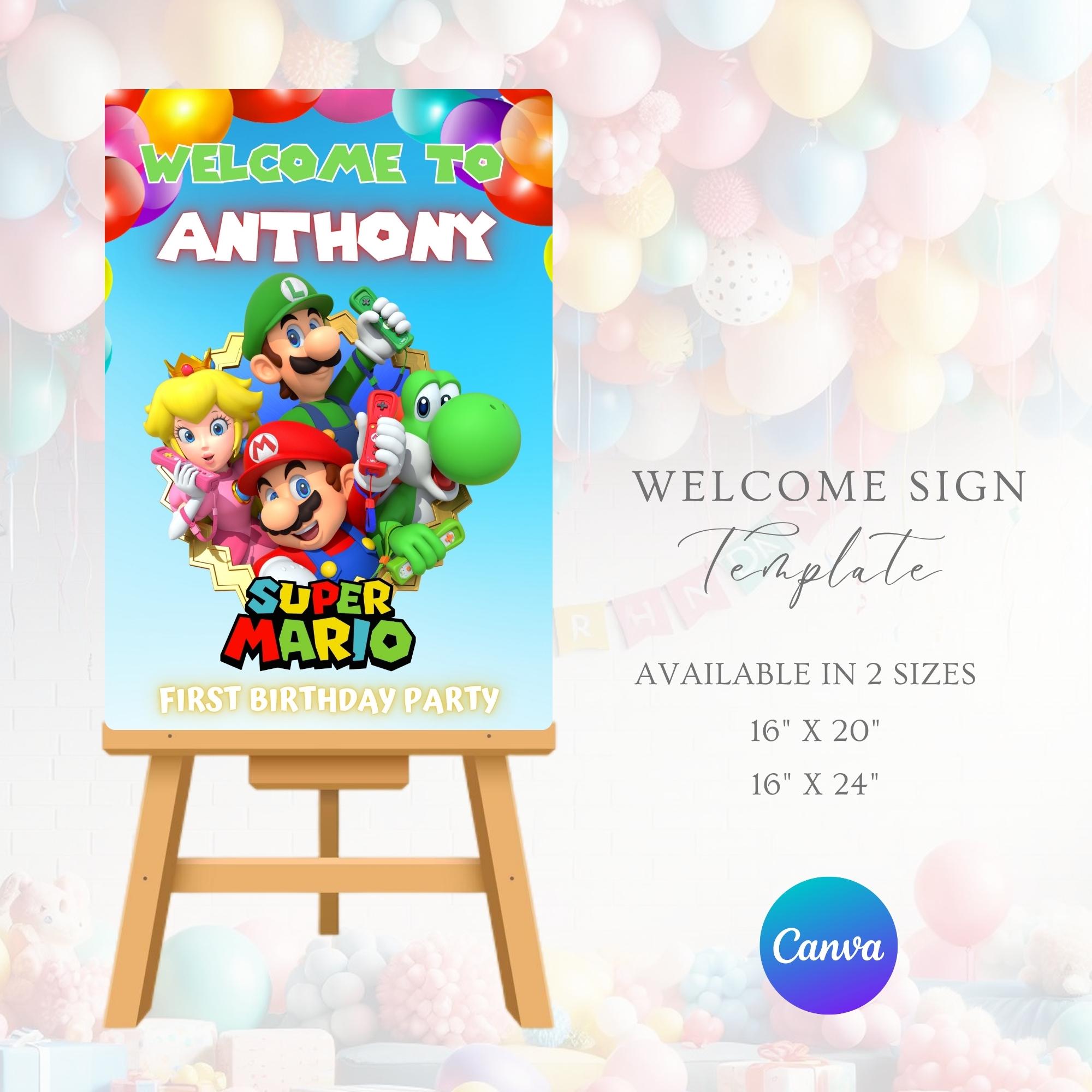 Super Mario Welcome Sign, Super Mario Birthday Party, Super Mario ...