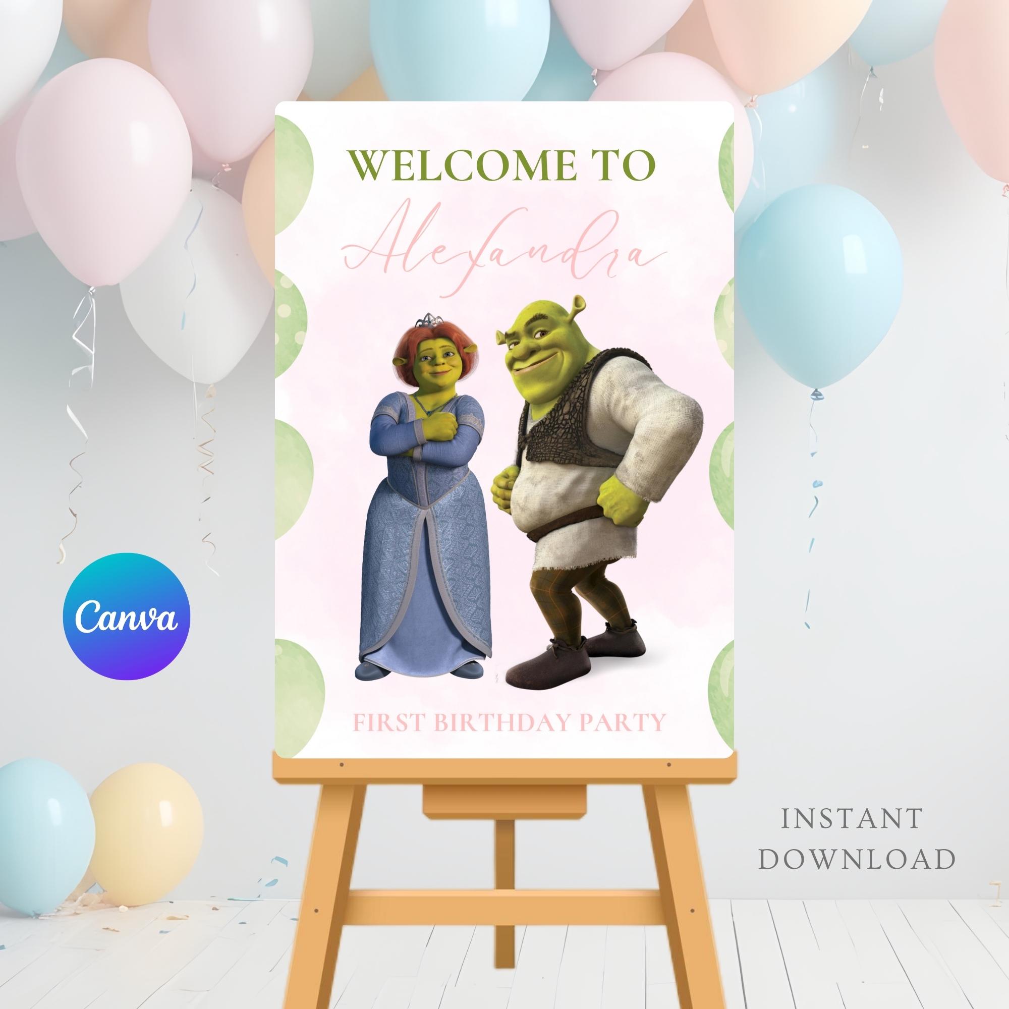 Shrek Welcome Sign, Shrek for Girl Birthday Party, Shrek Welcome Board ...