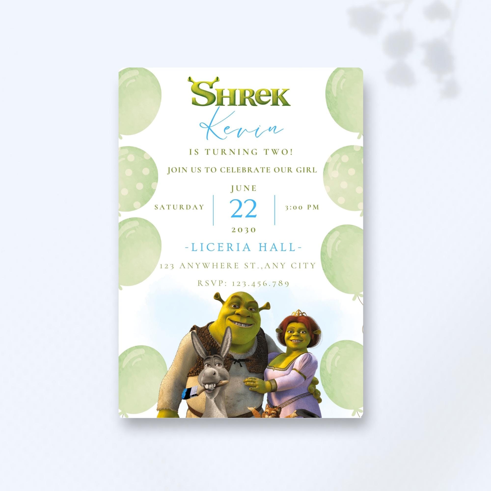 Editable Shrek Birthday Invitation Template, Digital Shrek Invite ...