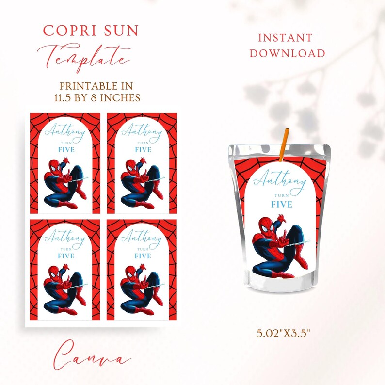 Spiderman Food Label, Spiderman Chocolate Wrap, Spiderman Capri Sun ...