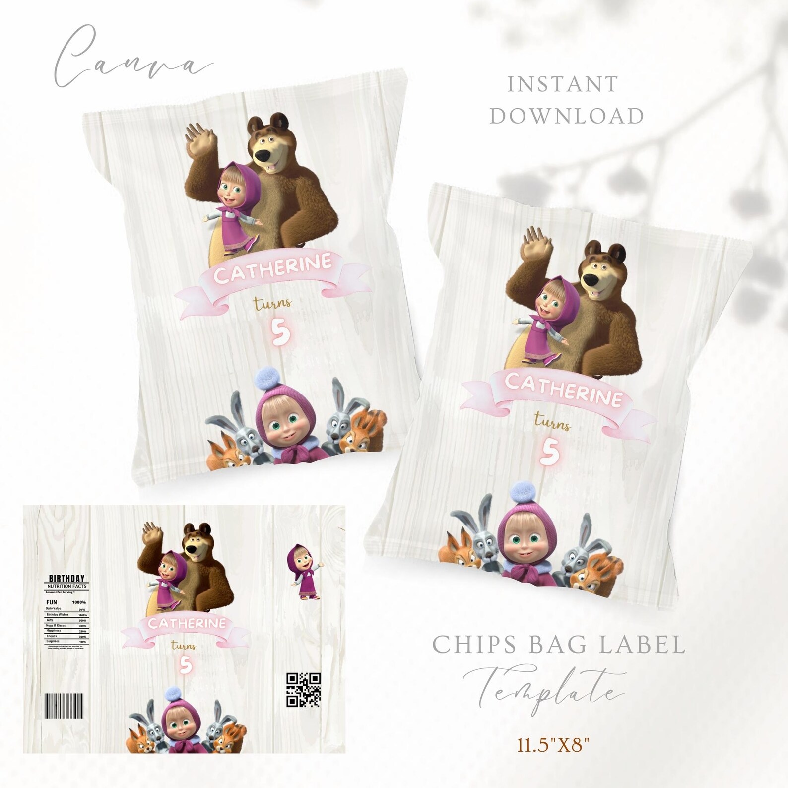 Masha and the Bear Party Package, Masha and the Bear Invitation, Masha ...