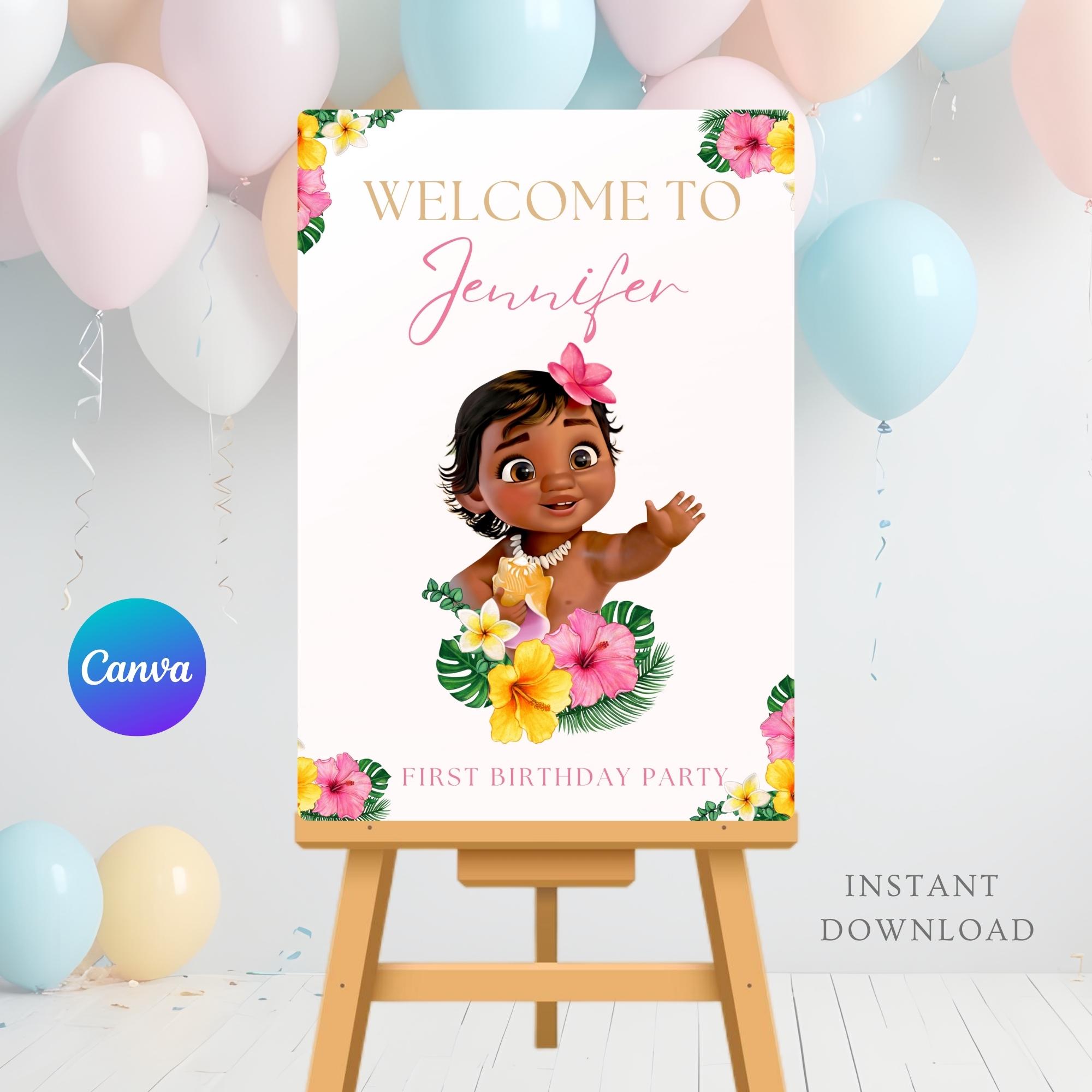 Baby Moana Welcome Sign, Baby Moana Birthday Party, Moana Welcome Board ...