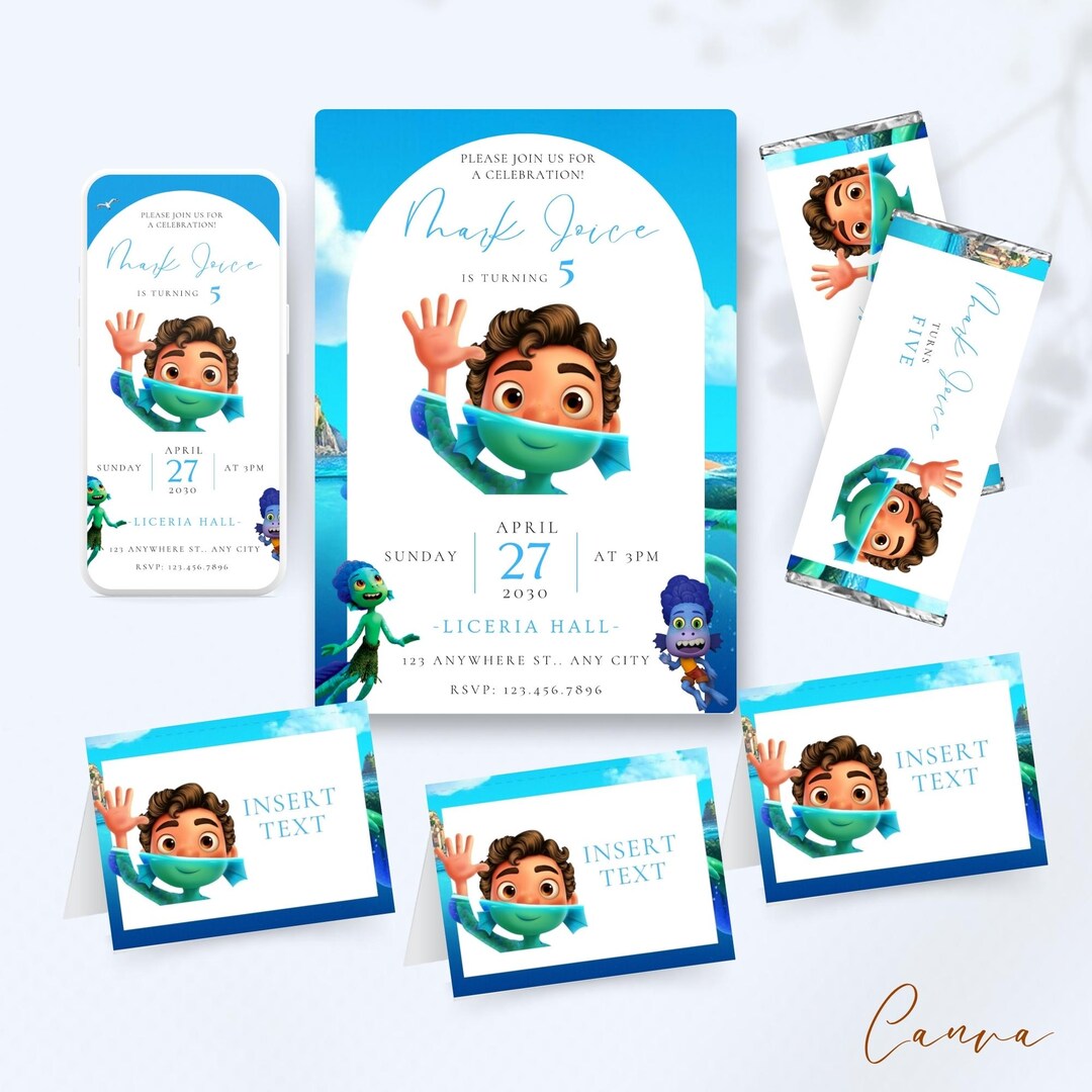 Luca Party Favors Template, Luca Birthday Invitation, Editable Luca ...