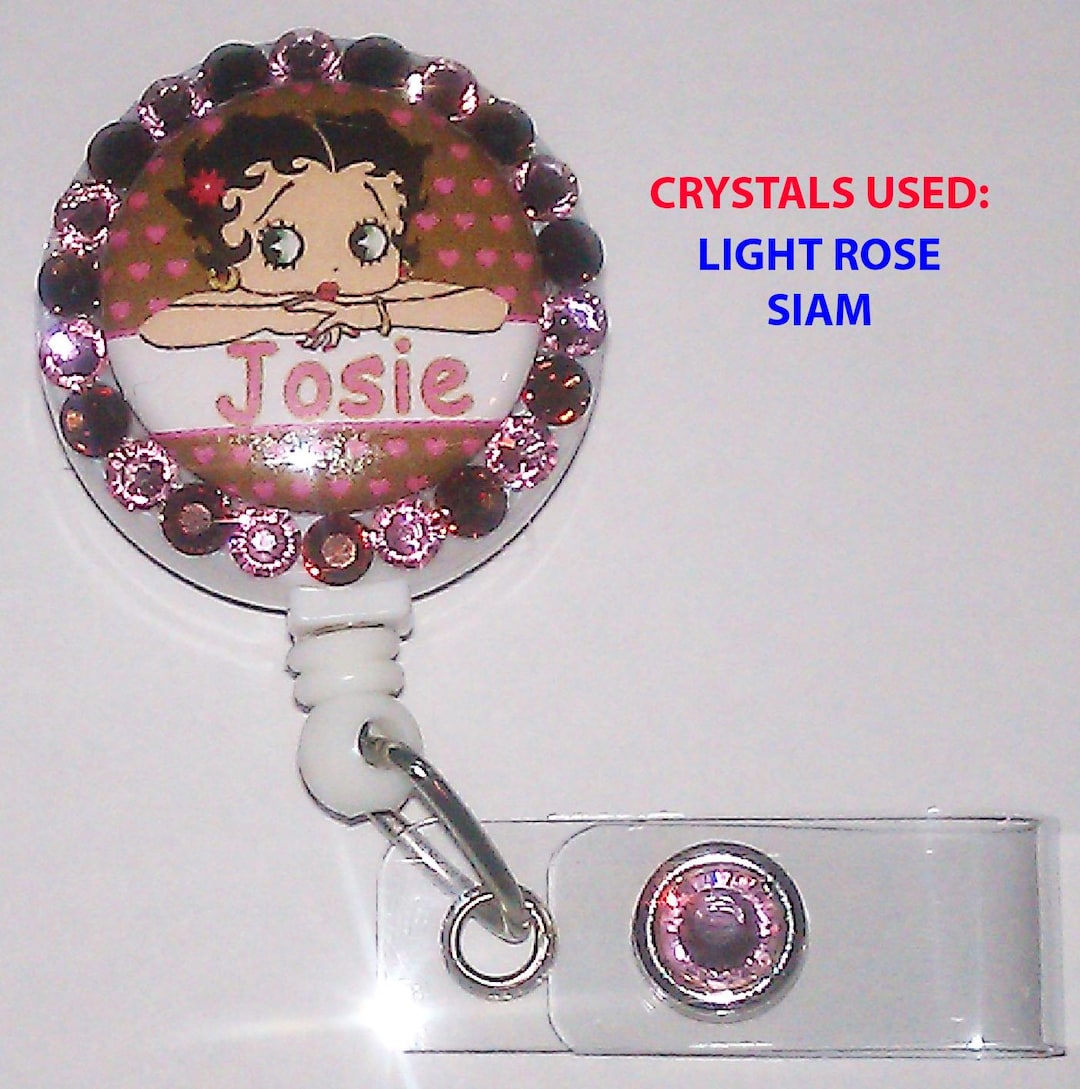 Betty Boop W/ Banner Badge Reel / ID Holder High Quality Swarovski ...