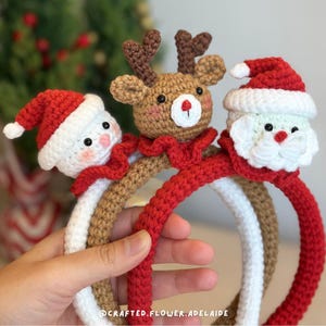Handmade Crochet Christmas Headbands Santa Snowman Reindeer Christmas ...