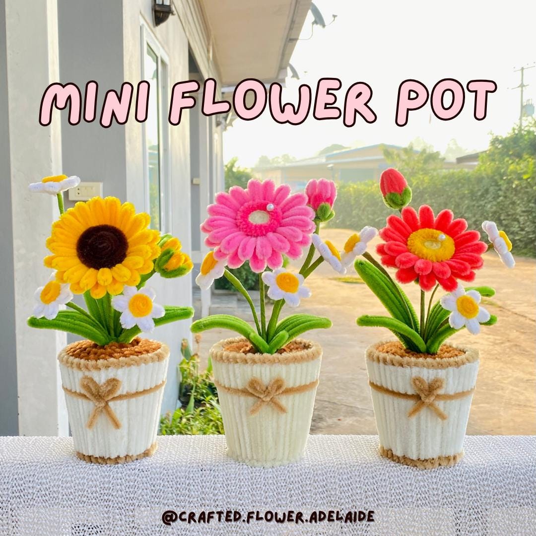 Forever Handmade Pipe Cleaner Flower Mini Pot – Desk Decoration, Home ...