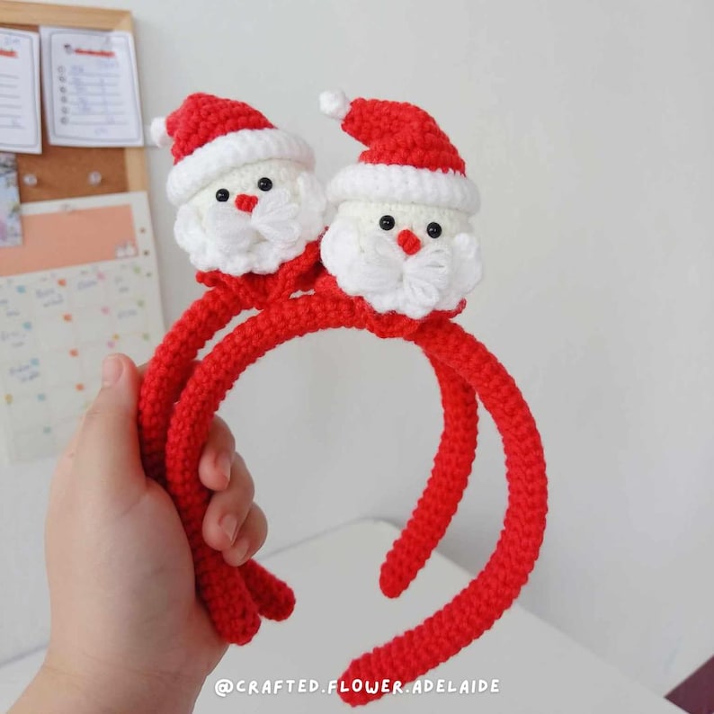 Handmade Crochet Christmas Headbands Santa Snowman Reindeer Christmas ...
