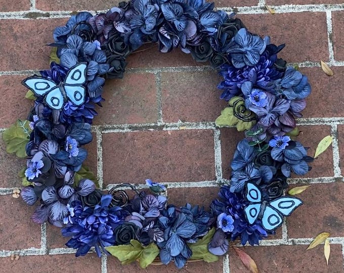 Gothic Wreath Corpse Bride Inspired With Hand Painted Butterflies ...