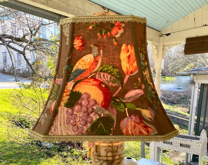 Antique Chintz French Fabric Rectangle Bell Lampshade, 12" Bottom X 9.5 ...