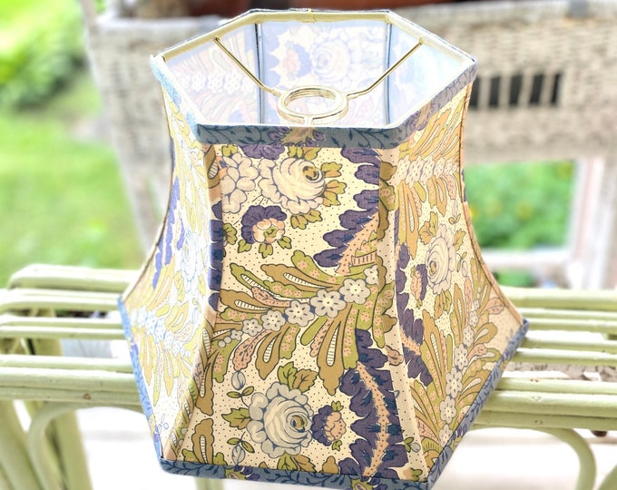 Classic French Country Bridge Lampshade, Threaded Hex Bell Lamp Shade ...