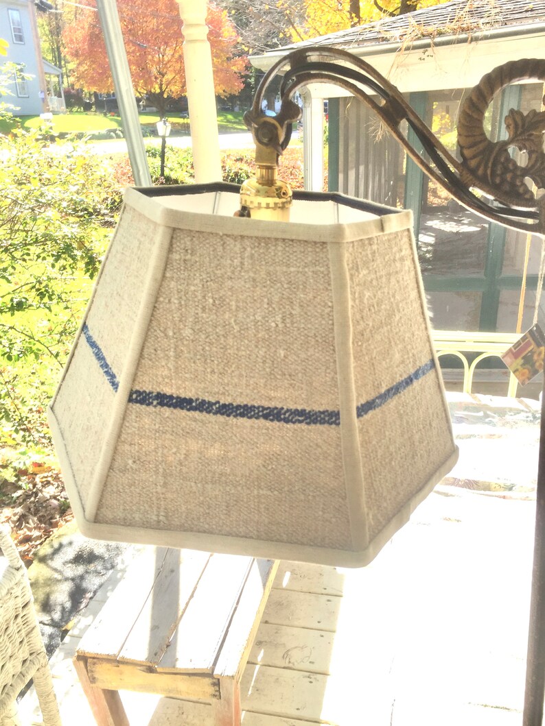 Threaded Uno Lampshade for standing floor lamp Blue Stripe | Etsy