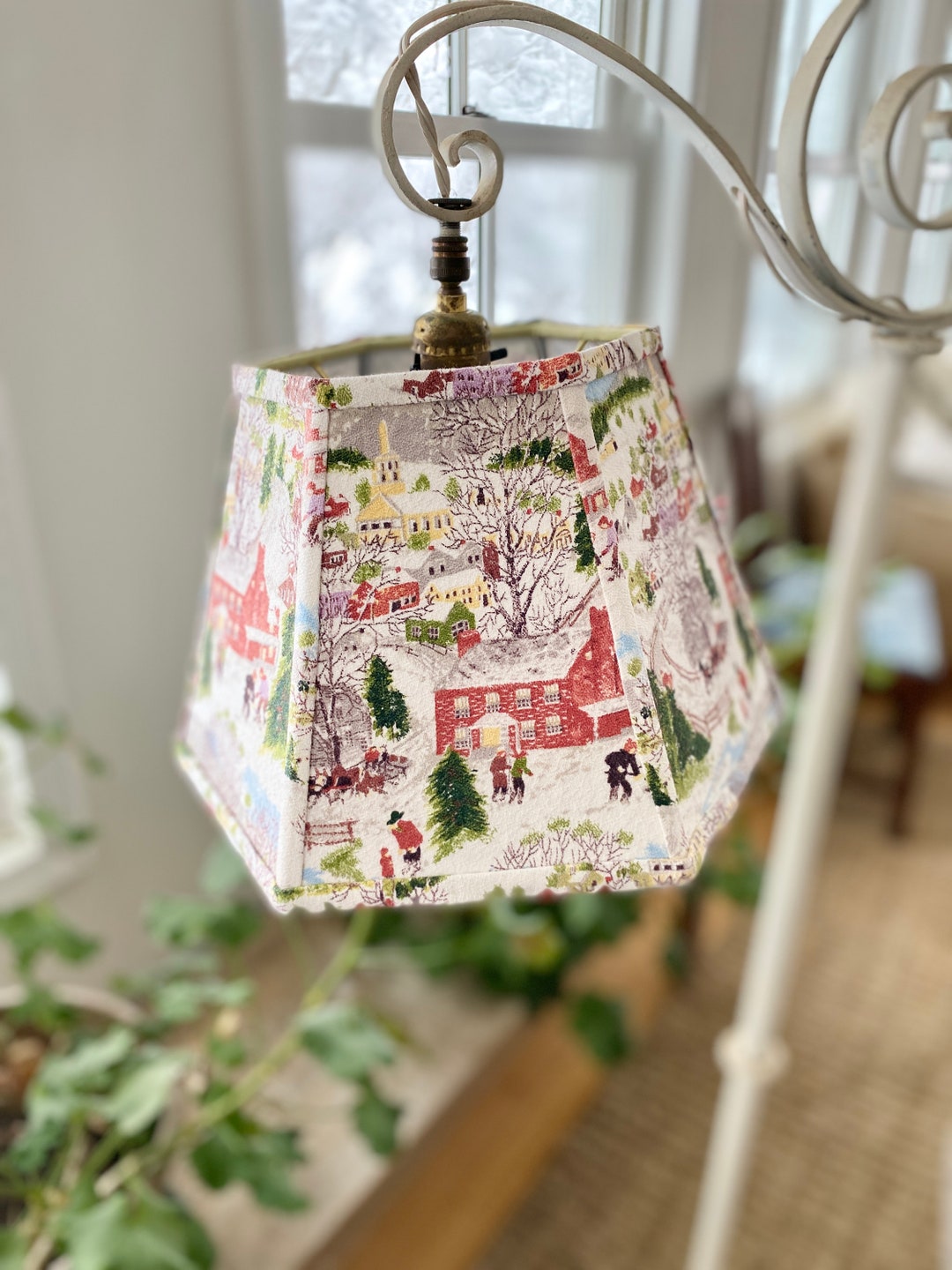 Grandma Moses Bridge Lamp Shade, Lampshade Threads Onto Floor Lamp ...