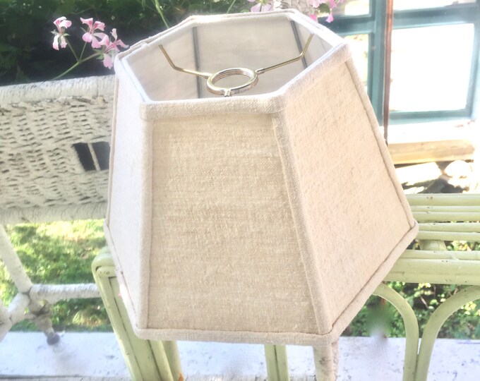 Uno Lampshade in Vintage Linen | Threaded Bridge Lamp Shade - Etsy