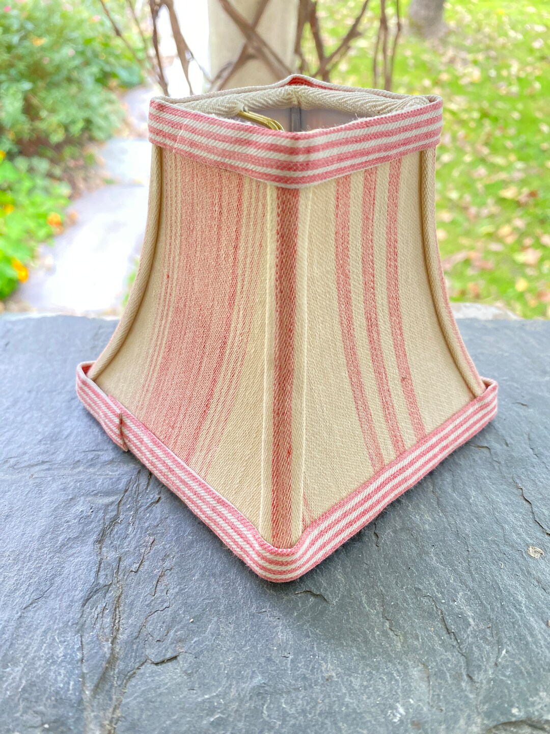 Pink and off White Square Bell Candlabra Clip Ticking Lampshade 2x4x4 High Just One - Etsy