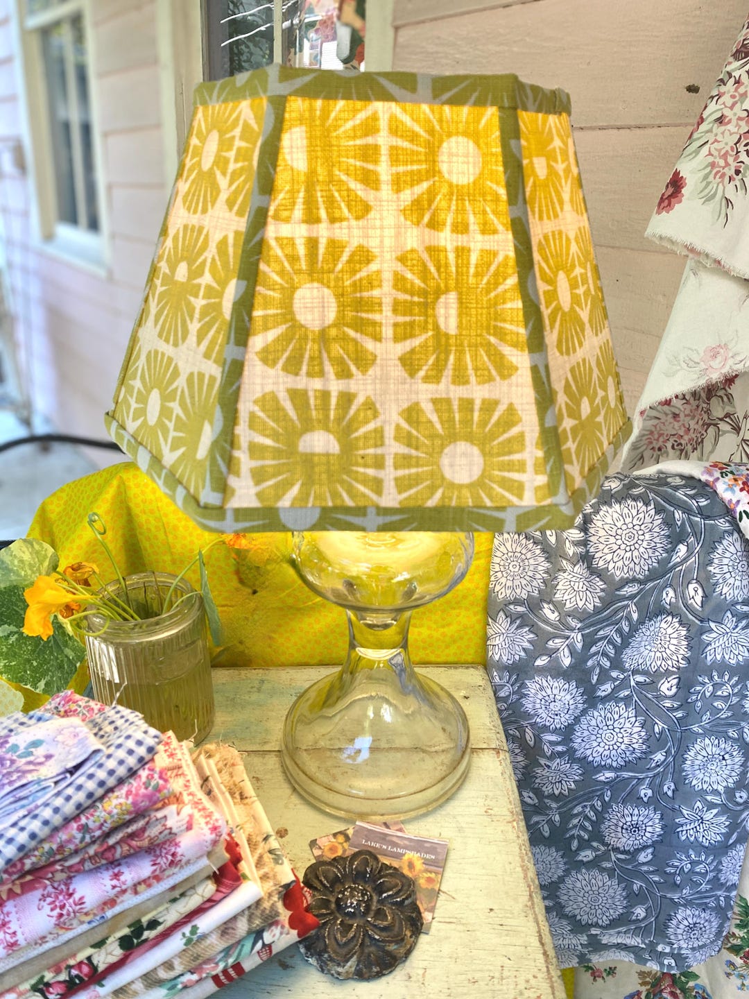 Bold Mod Linen Bridge Lamp Shade, Washer Top, 7x12x7.5" High - Etsy