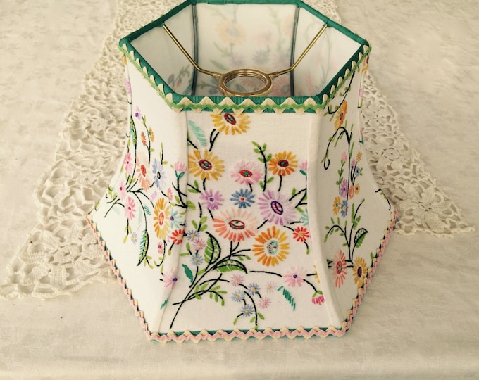 Uno Lamp Shade Floral Embroidery Lampshade for Bridge Lamp - Etsy