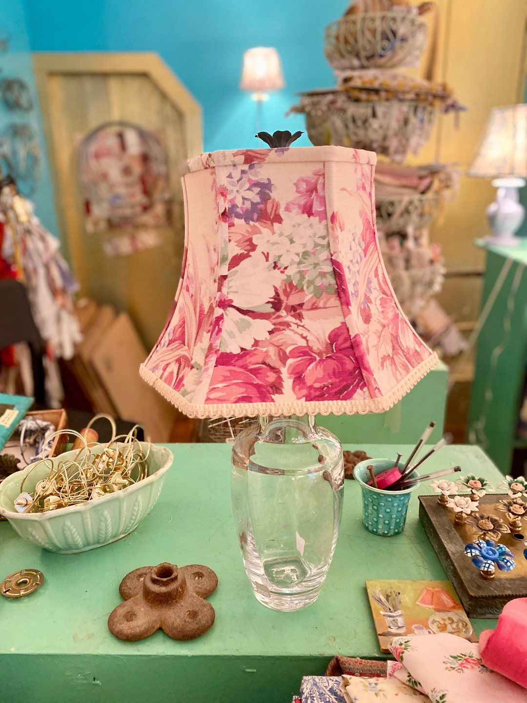 Soft Floral Lampshade Hex Bell Lampshade 7x 12x - Etsy
