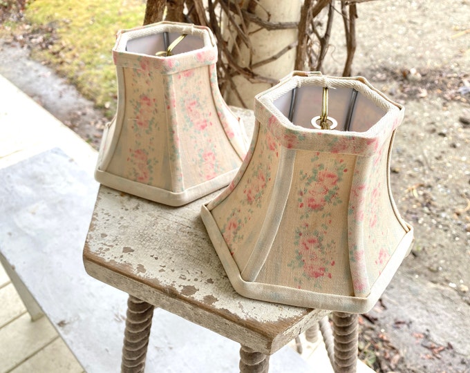 Pink and Green Floral Lamp Shade, Lampshade Upcycled From Vintage ...