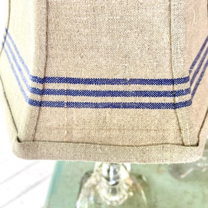 Blue Mangle Cloth Stripe Lamp Shade, Vintage French Linen Lampshade, 5 ...
