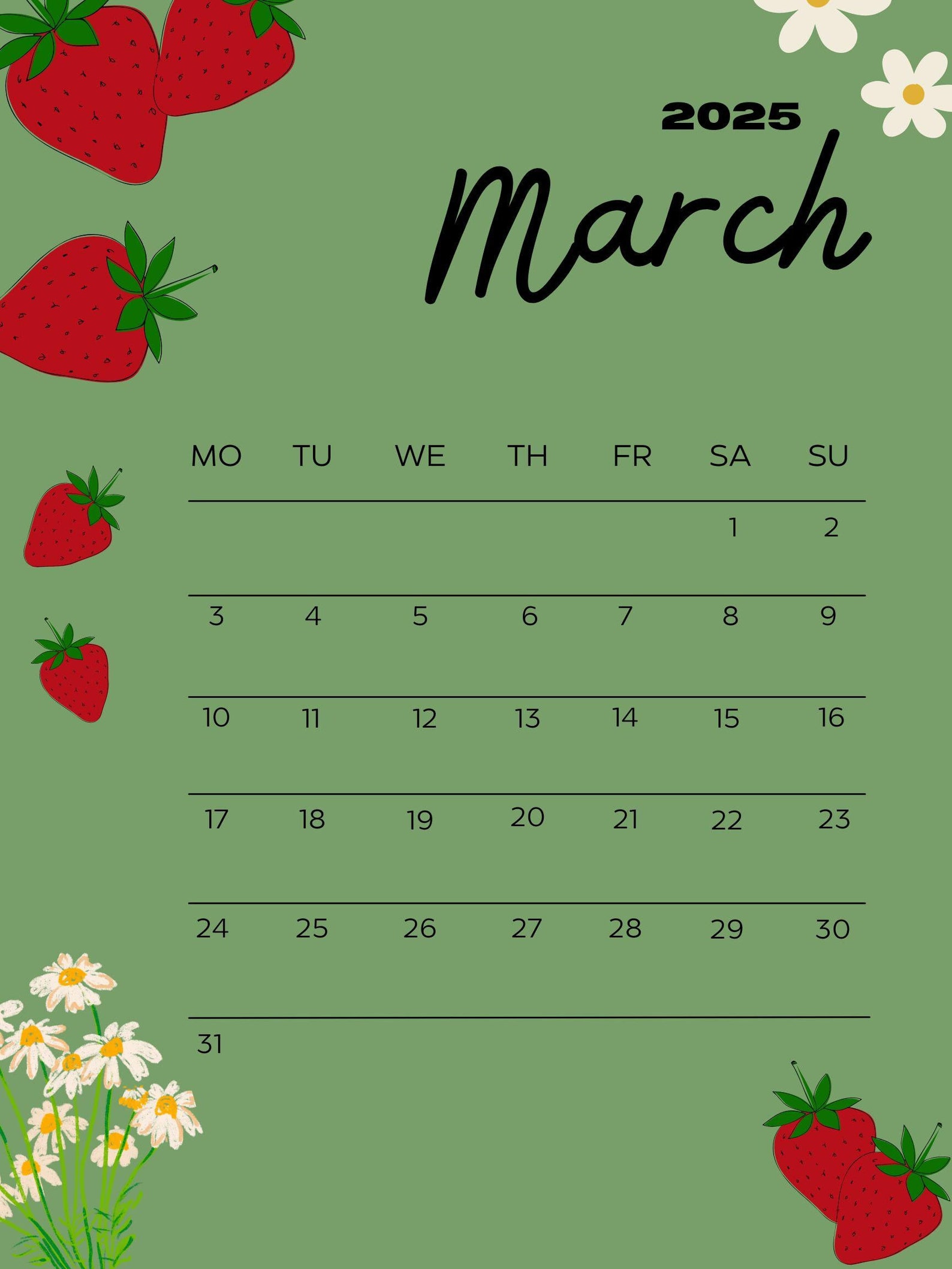 March 2025 Calendar - Etsy