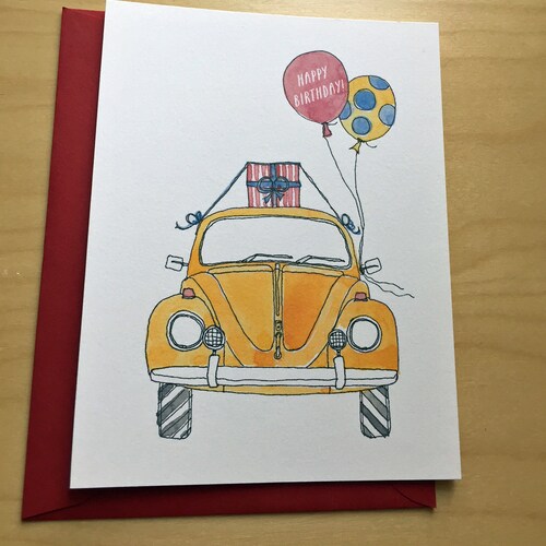 Happy Birthday VW Bug Card - Etsy