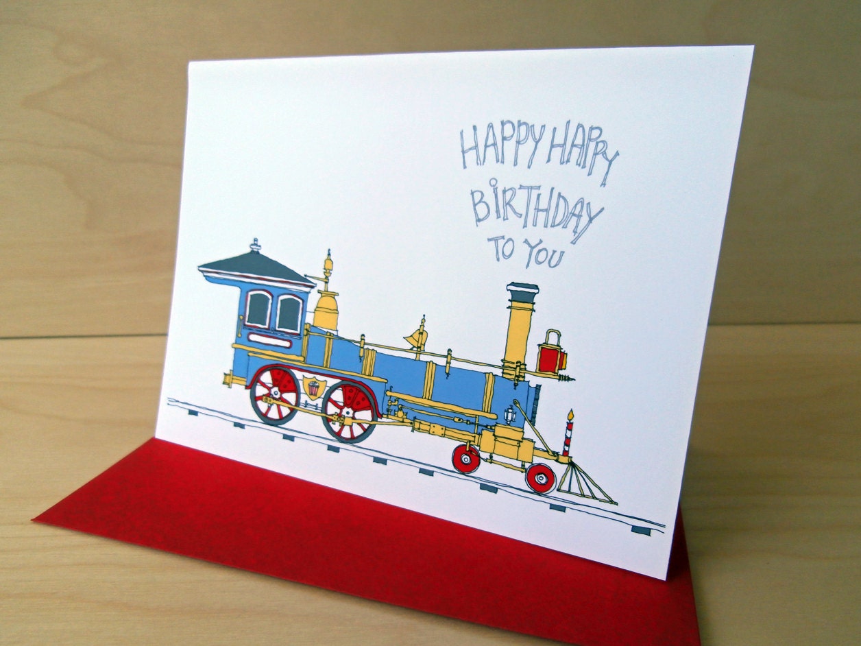 Train Birthday Card Choo Choo Train Card - Etsy