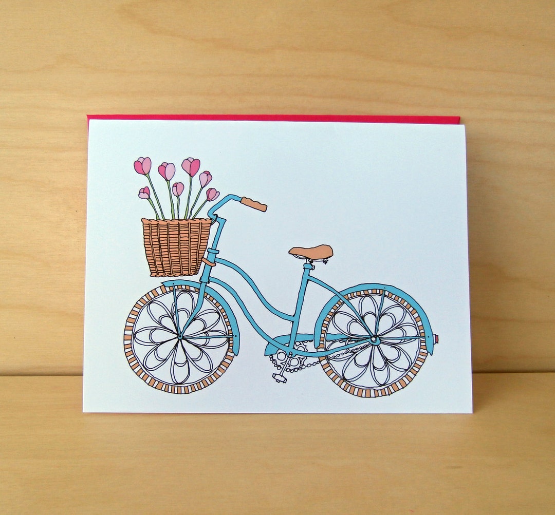 Tulip Bike - Spring Bike Card - Etsy