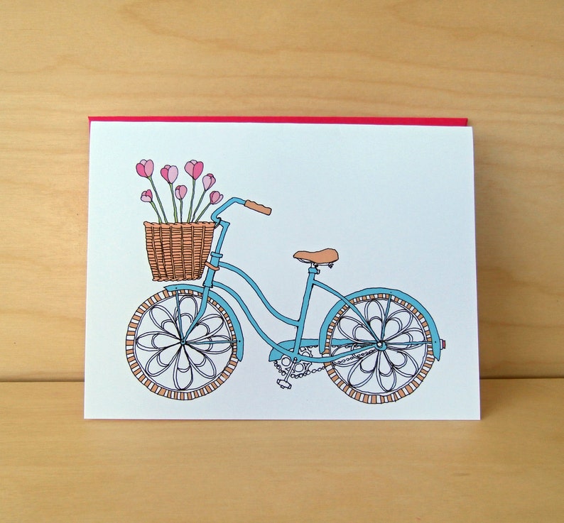 Tulip Bike Spring Bike Card - Etsy
