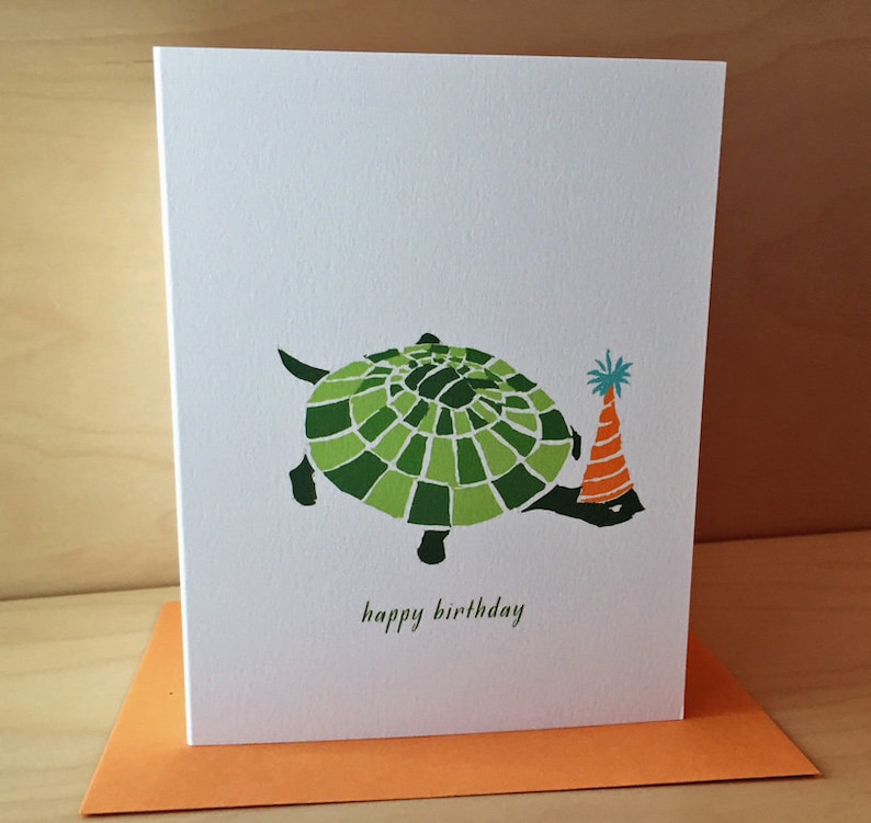 Turtle Happy Birthday Card - Etsy